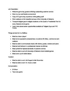 Bellhop Job Description – Shelton State